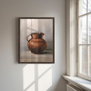 Rustic Painting of a Water Jug, Rustic Printable Vintage Art File ...