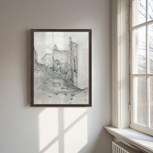 Castle Ruins Drawing Printable Art | Vintage Printable Art Download ...