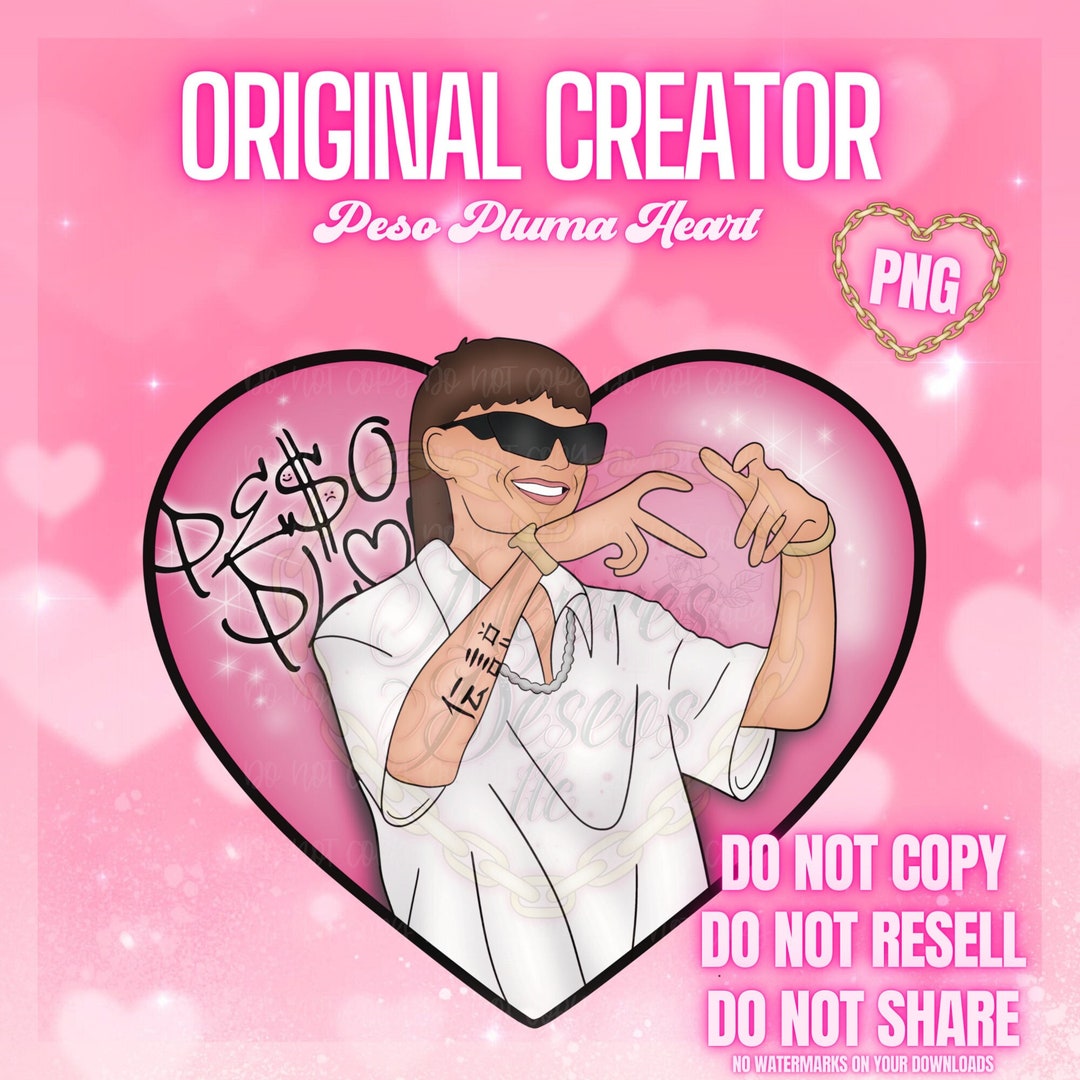 Peso Pluma PNG ONLY, Peso Pluma Heart PNG, Peso Pluma Clipart, Peso ...