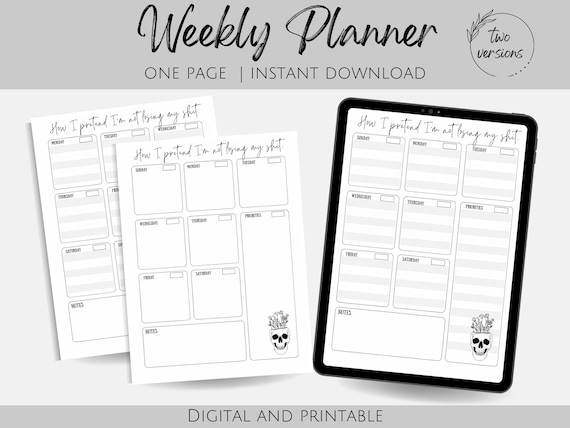 Digital Weekly Planner Printable Weekly Planner PDF - Etsy