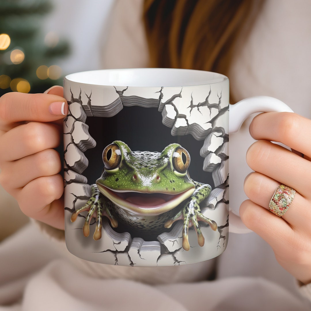 Frog Mug Wrap 3d Frog Mug Wrap 3d Hole in a Wall 11oz Mug - Etsy