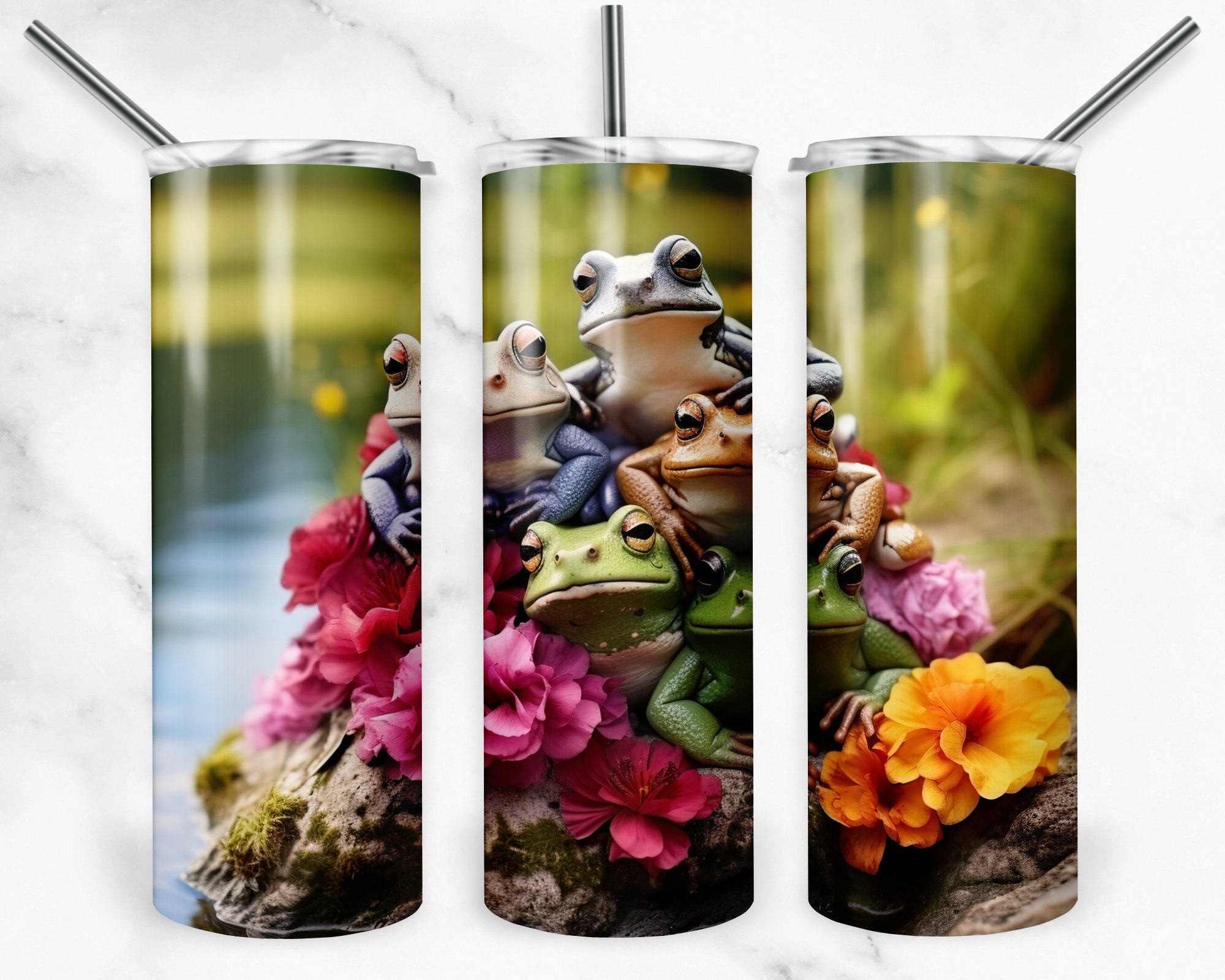 3d Frog Tumbler Wrap Stack of Frogs Tumbler Wrap 20 Oz Skinny Tumbler ...