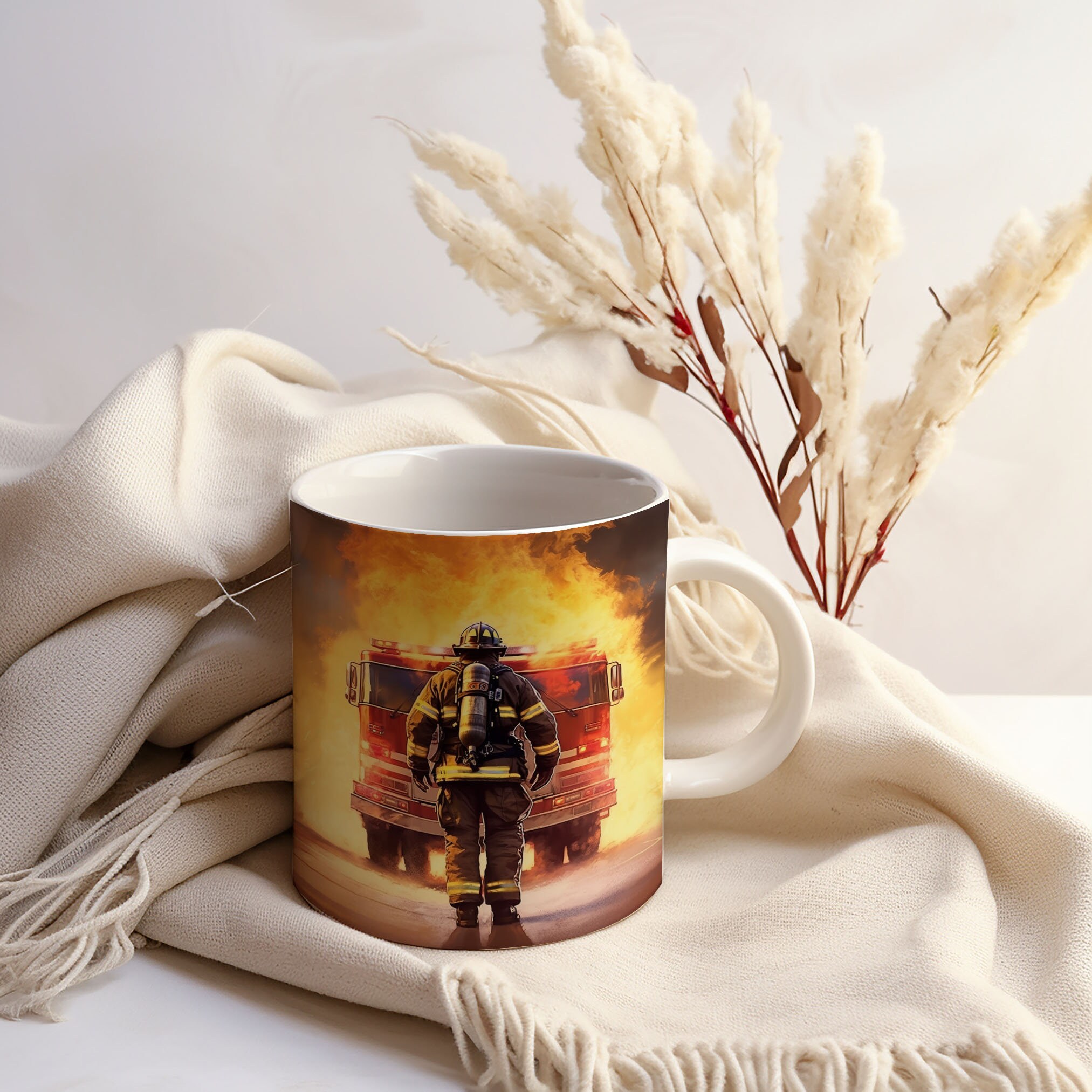 Firefighter Mug Wrap 11oz Mug Design Png, 15oz Mug Design Png, Fireman ...