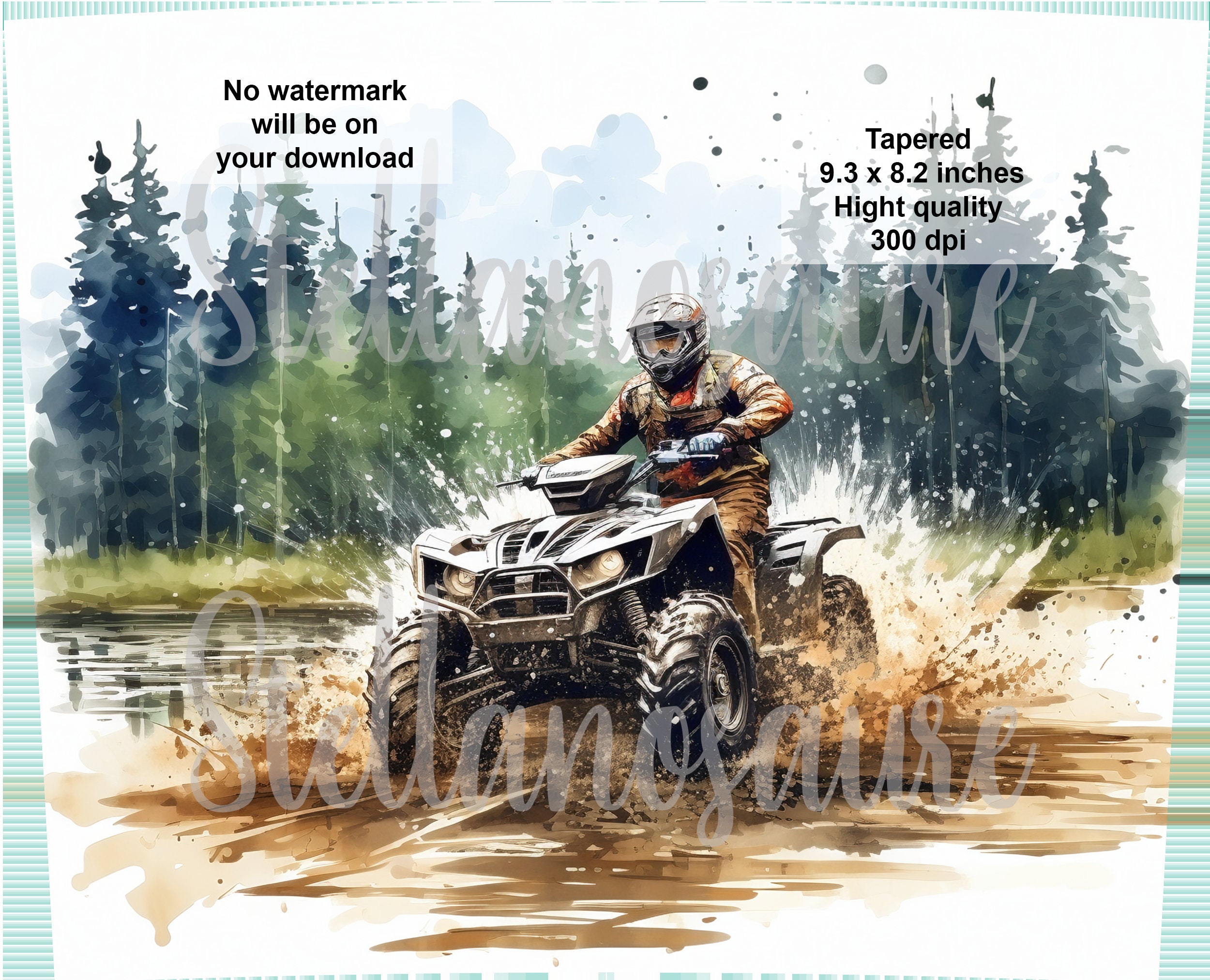 4 Wheeler Tumbler Wrap | ATV Tumbler Wrap | 20 Oz Skinny Tumbler ...