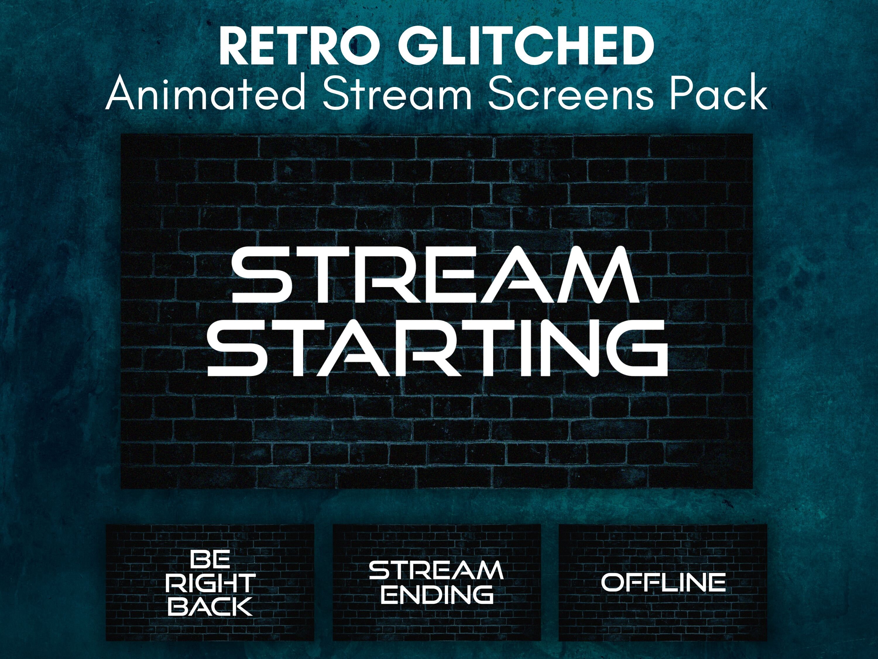 RETRO GLITCHED | Animated Twitch Stream Screens Pack | Stream Starting ...