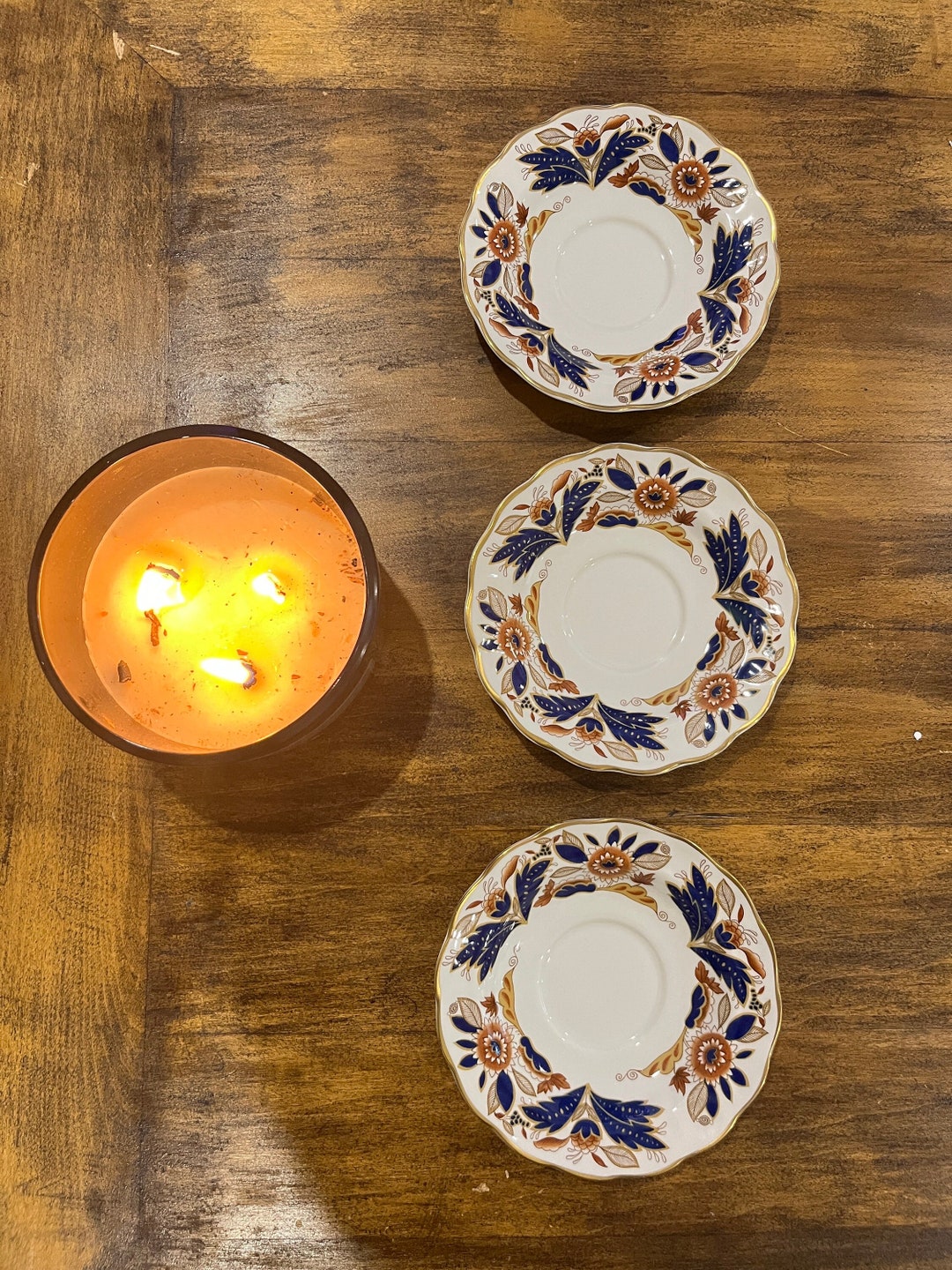 Vintage Booths Tea Plates, A Set of 3, Dia 6", Blue, Red With Gold - Etsy