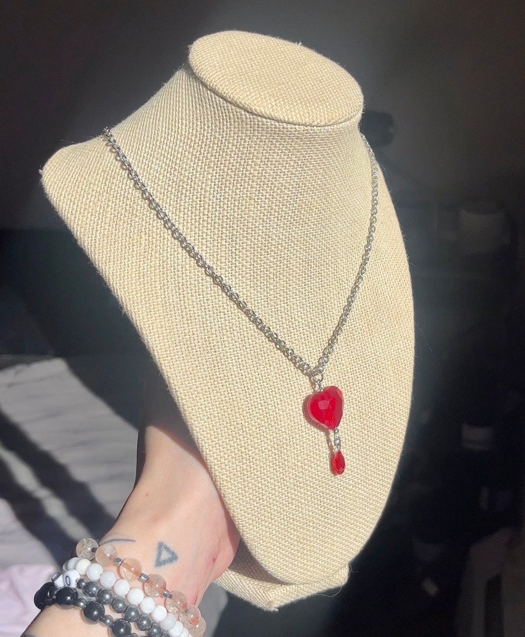Bleeding Heart Stainless Steel Necklace Grunge Silver Jewelry - Etsy
