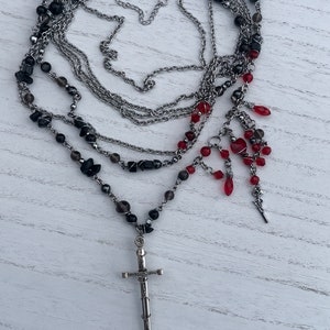 Bleeding Dagger Layered Stainless Steel Necklace Y2k Grunge Dagger ...