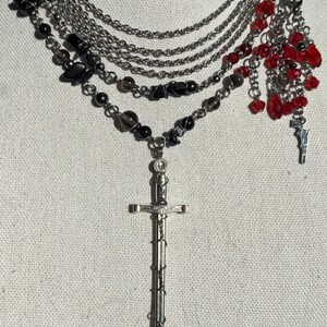 Bleeding Dagger Layered Stainless Steel Necklace Y2k Grunge Dagger ...