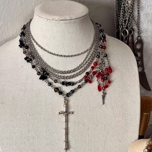 Bleeding Dagger Layered Stainless Steel Necklace Y2k Grunge Dagger ...