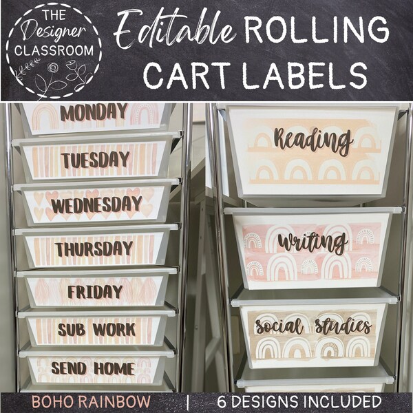 Watercolor Rolling Cart Labels - Etsy