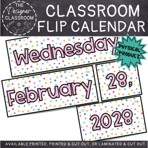 CLASSROOM FLIP CALENDAR Rainbow Classroom Decor Polka Dot Classroom ...
