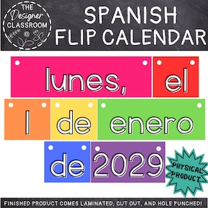 SPANISH FLIP CALENDAR | Rainbow Spanish Calendar Set | Spanish ...