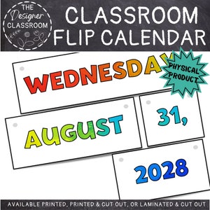 CLASSROOM FLIP CALENDAR Rainbow Paint Art Teacher - Etsy