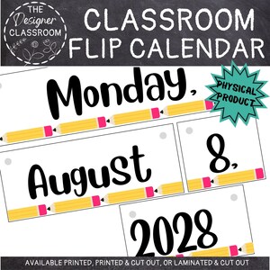 CLASSROOM FLIP CALENDAR Pencils Decor Classroom Calendar Set Classroom ...