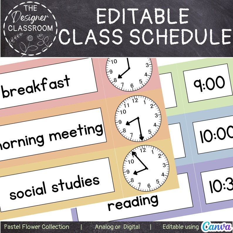 EDITABLE CLASS SCHEDULE Pastel Flower Retro Classroom - Etsy
