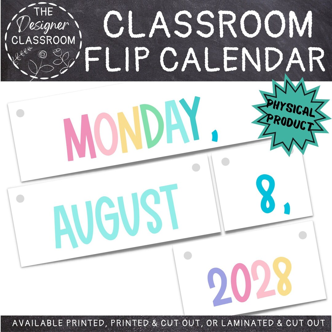 CLASSROOM FLIP CALENDAR Pastel Rainbow Calendar Set Classroom Decor - Etsy