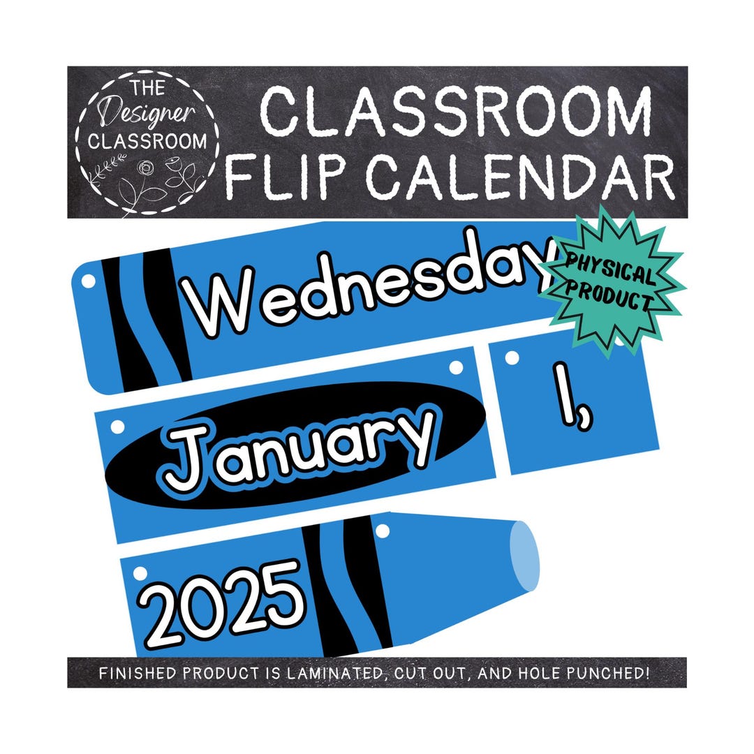 Crayon Flip Calendar: Laminated Classroom Decor Set - Etsy