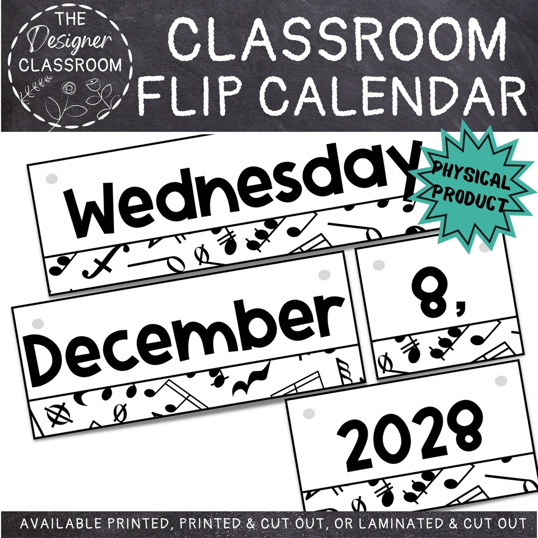 CLASSROOM FLIP CALENDAR Music Class Music Note Classroom Decor ...