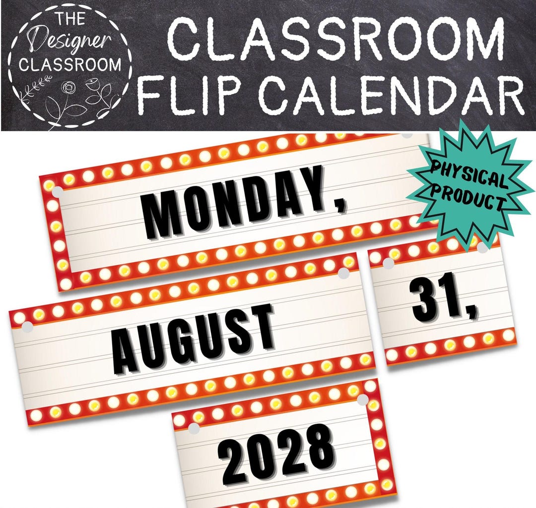 Hollywood Theme Classroom Flip Calendar: Marquee Decor - Etsy