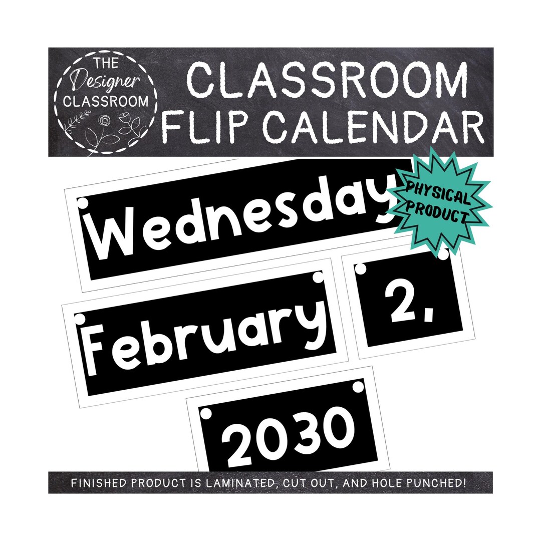 Classroom Flip Calendar: Black & White Laminated Cardstock - Etsy