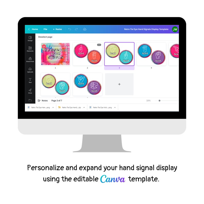 EDITABLE Hand Signals Display Retro Tie Dye Classroom Decor - Etsy