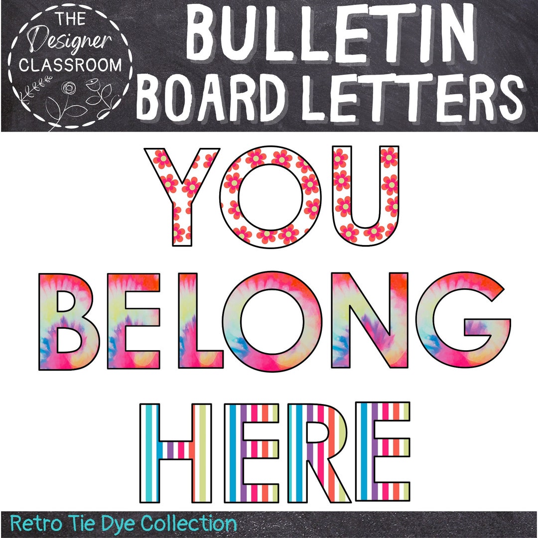 BULLETIN BOARD LETTERS Retro Tie Dye Classroom Decor Retro Classroom ...
