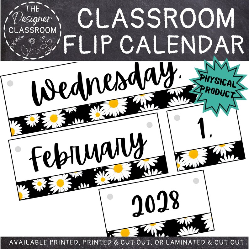 CLASSROOM FLIP CALENDAR Daisy Classroom Calendar Set - Etsy