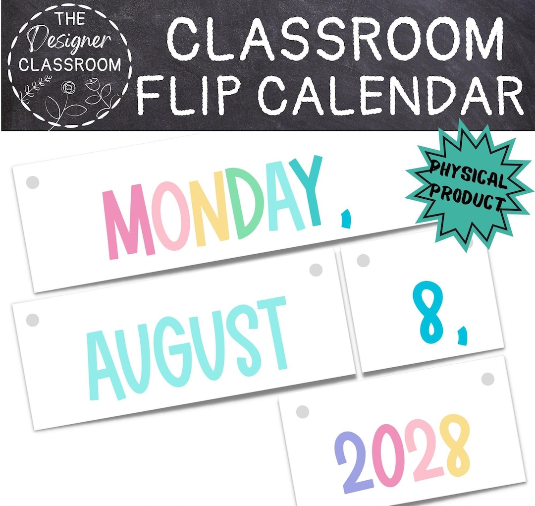CLASSROOM FLIP CALENDAR | Pastel Rainbow | Calendar Set | Classroom ...