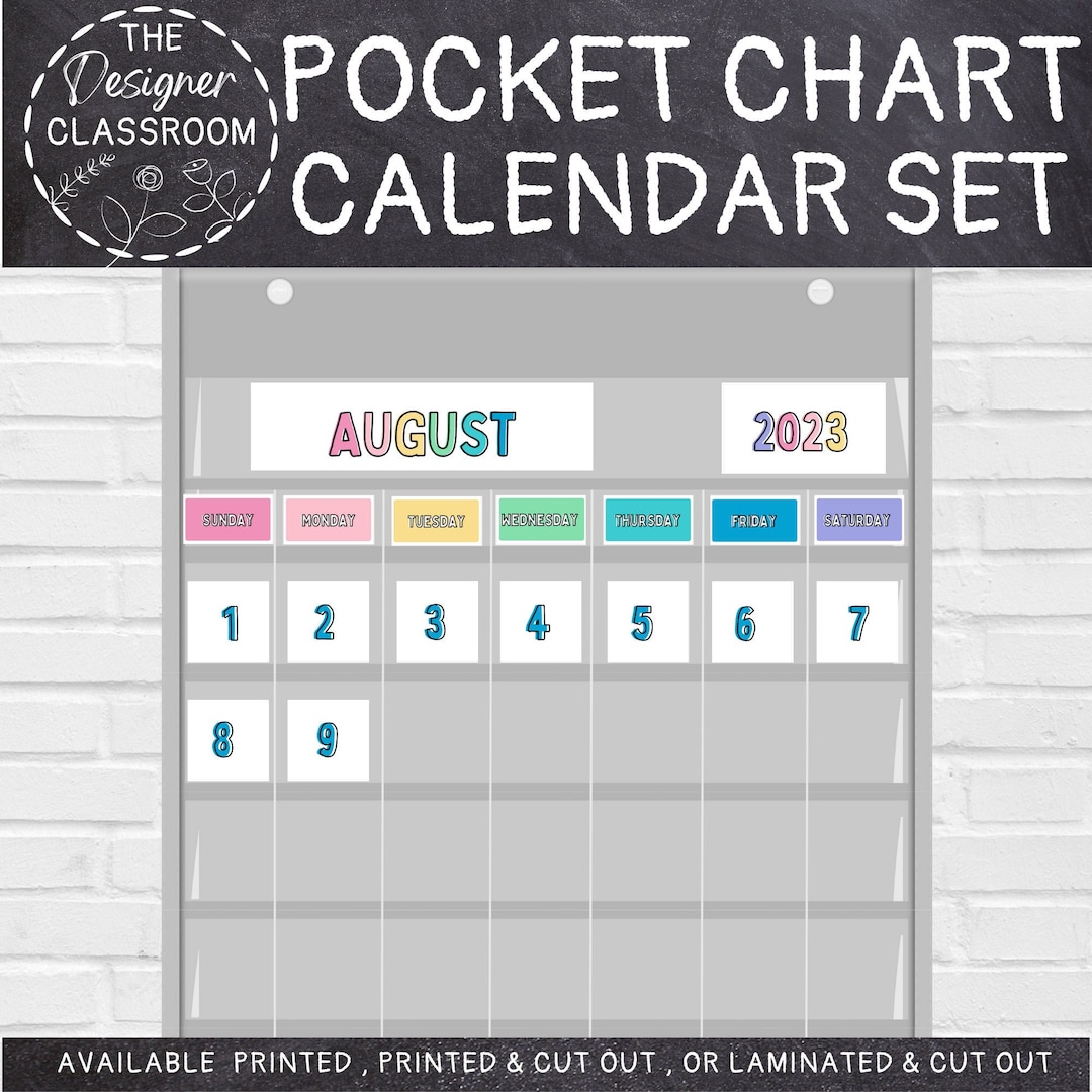 POCKET CHART CALENDAR Pastel Rainbow Calendar Set - Etsy