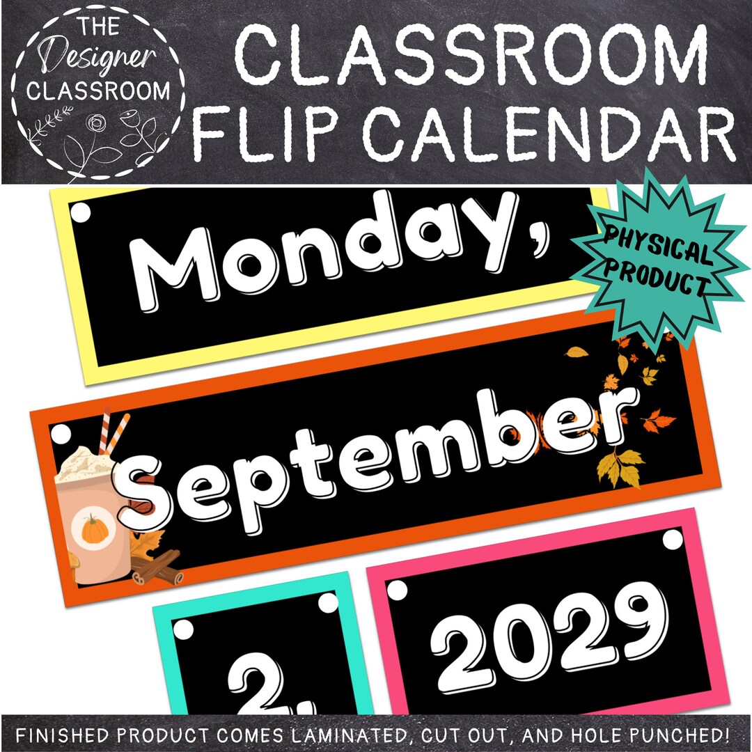 CLASSROOM FLIP CALENDAR Months of the Year Elementary Classroom Decor ...
