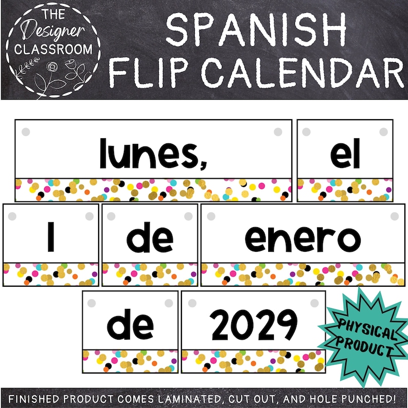 Spanish Flip Calendar: Confetti Classroom Decor - Etsy