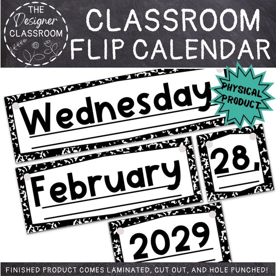 Magnetic Flip Calendar Cards Black White Black & White Flip Calendar ...
