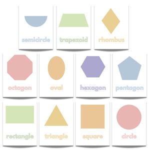 SHAPE POSTER SET 2D and 3D Pastel Flower Retro Classroom Math Resources ...