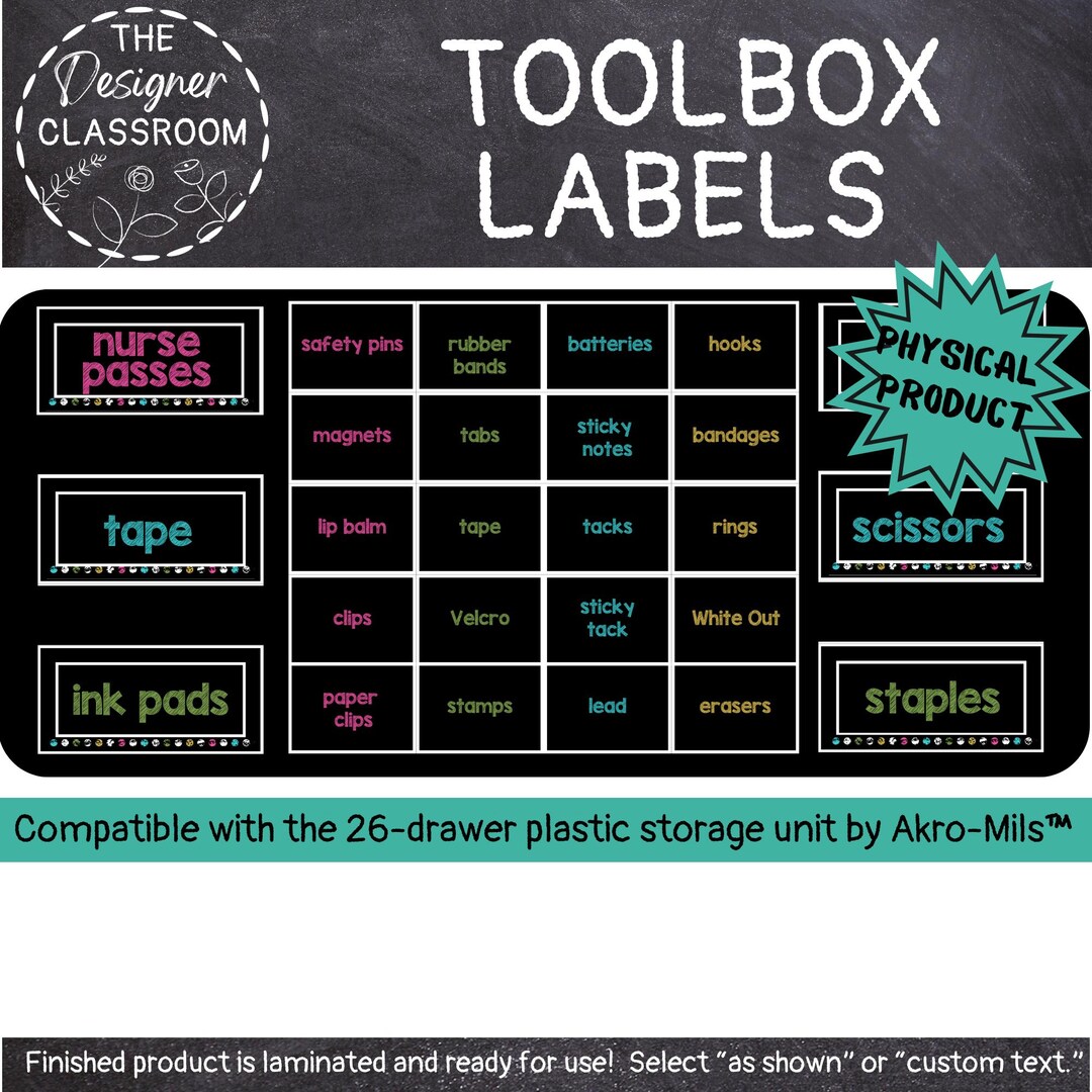 TEACHER TOOLBOX LABELS | Rainbow Chalk | Custom Teacher Toolbox Labels ...