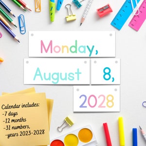 CLASSROOM FLIP CALENDAR Pastel Rainbow Calendar Set Classroom Decor - Etsy