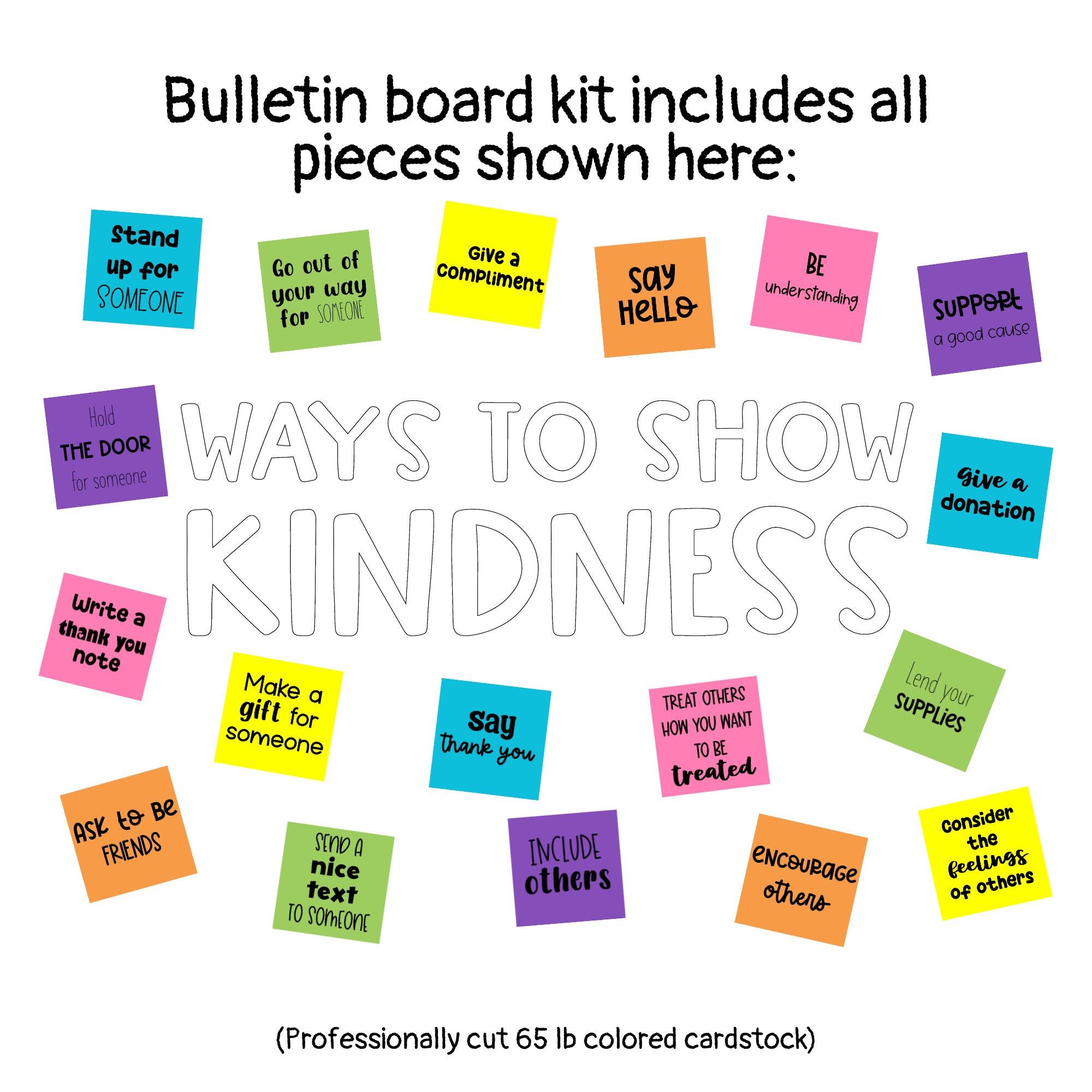 Kindness Bulletin Board Kit: Rainbow Cardstock Letters, Classroom Decor ...