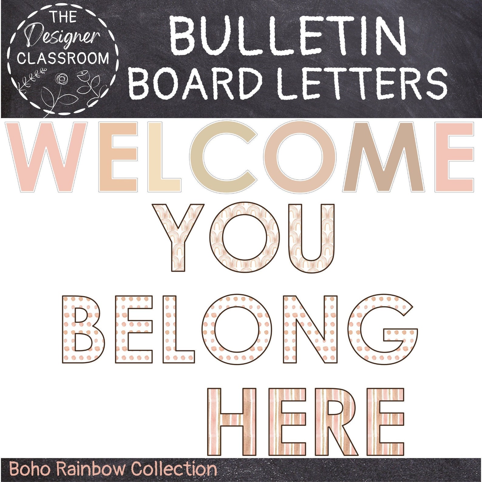 BULLETIN BOARD LETTERS Boho Rainbow Classroom Decor Boho Classroom ...