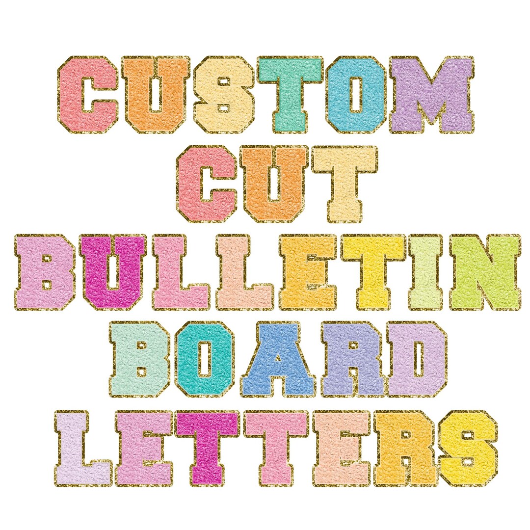 CUSTOM BULLETIN BOARD Letters | Varsity Chenille Patch Letters | Pastel ...
