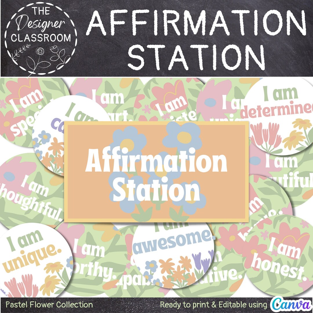 AFFIRMATION STATION Pastel Flower Retro Décor Printable Décor - Etsy