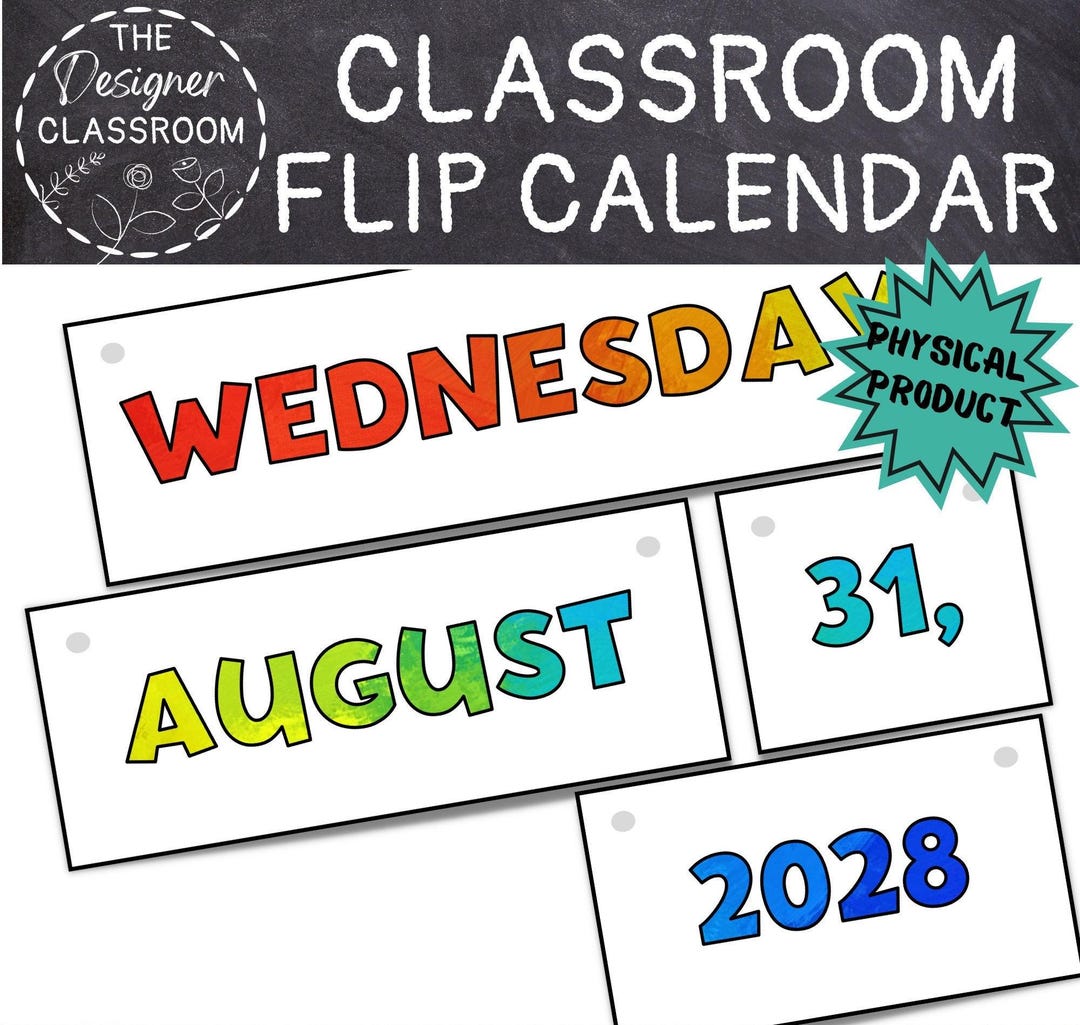 Rainbow Paint Classroom Flip Calendar: Teacher Decor - Etsy