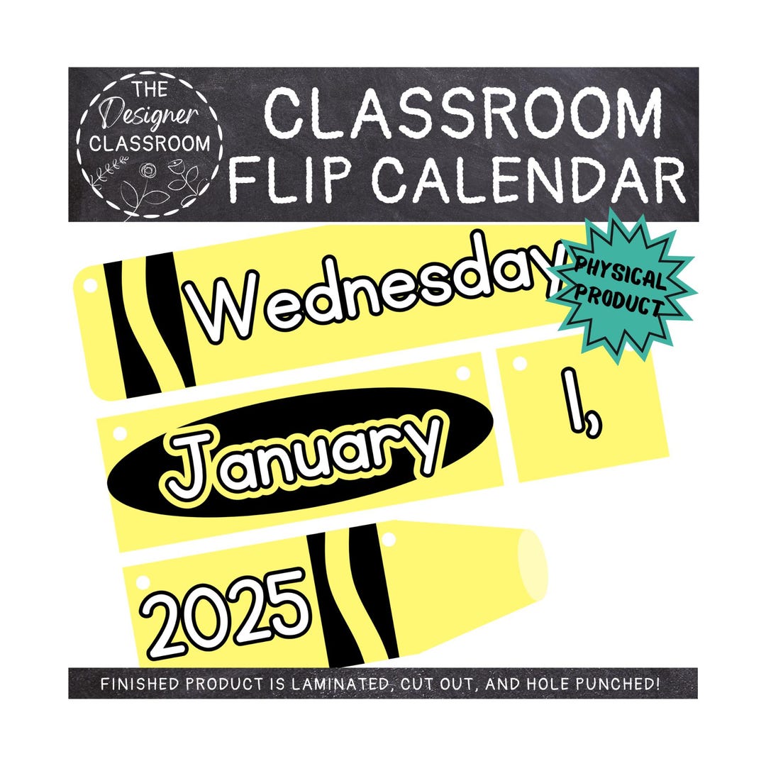 Crayon Flip Calendar: Laminated Classroom Decor Set - Etsy