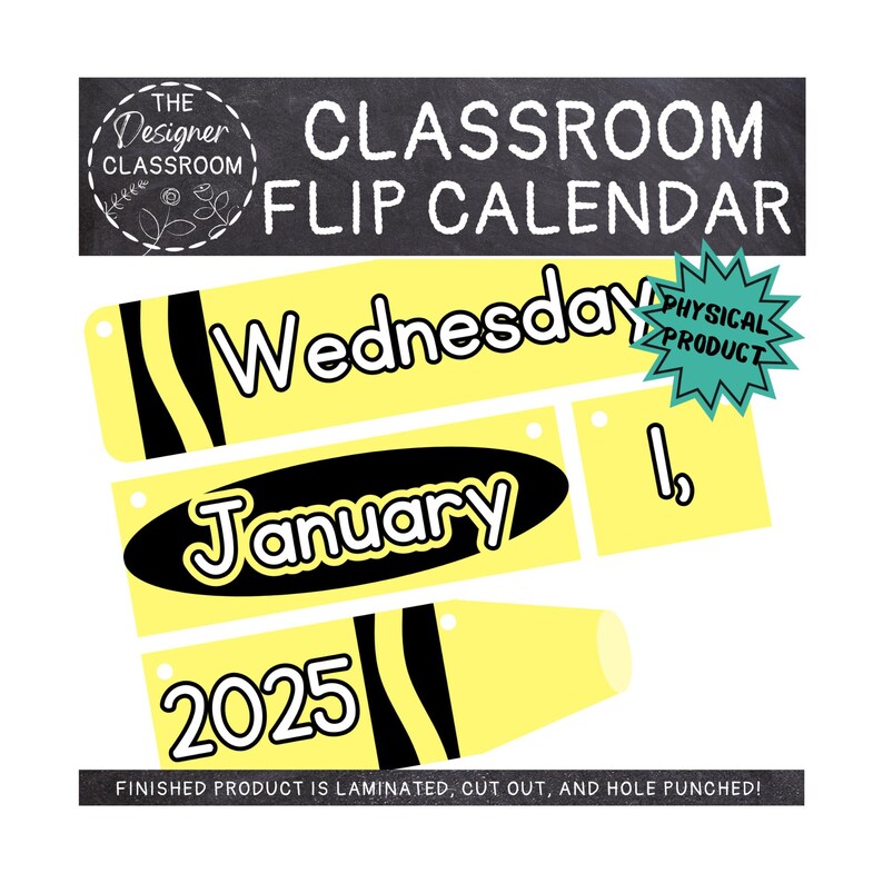 Crayon Flip Calendar: Laminated Classroom Decor Set - Etsy
