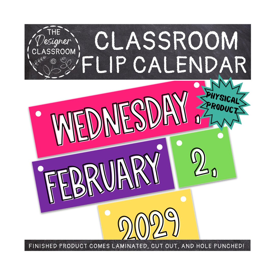 Bright Classroom Flip Calendar: Laminated Cardstock Decor - Etsy