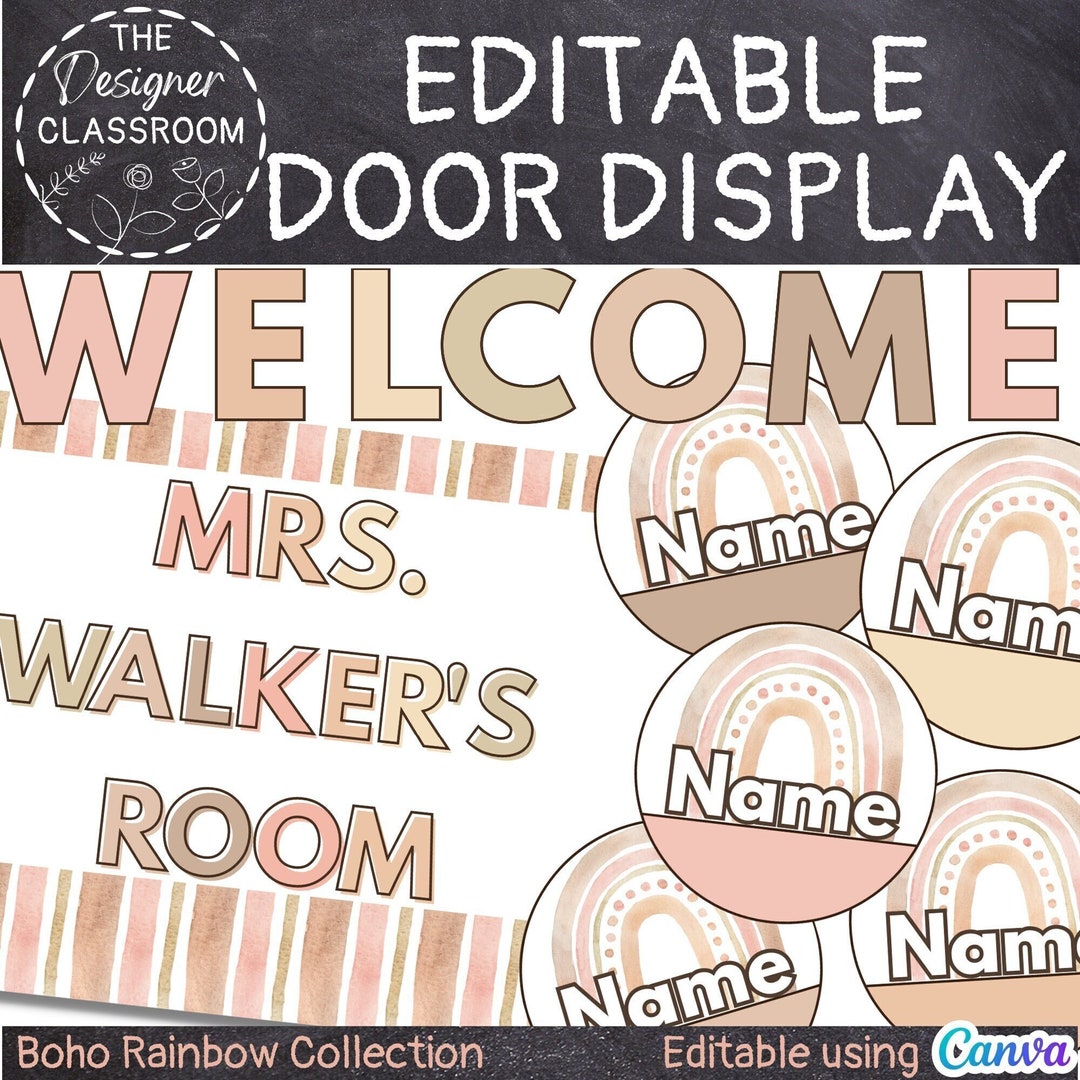 CLASSROOM DOOR DISPLAY Boho Rainbow Boho Classroom Decor Printable ...