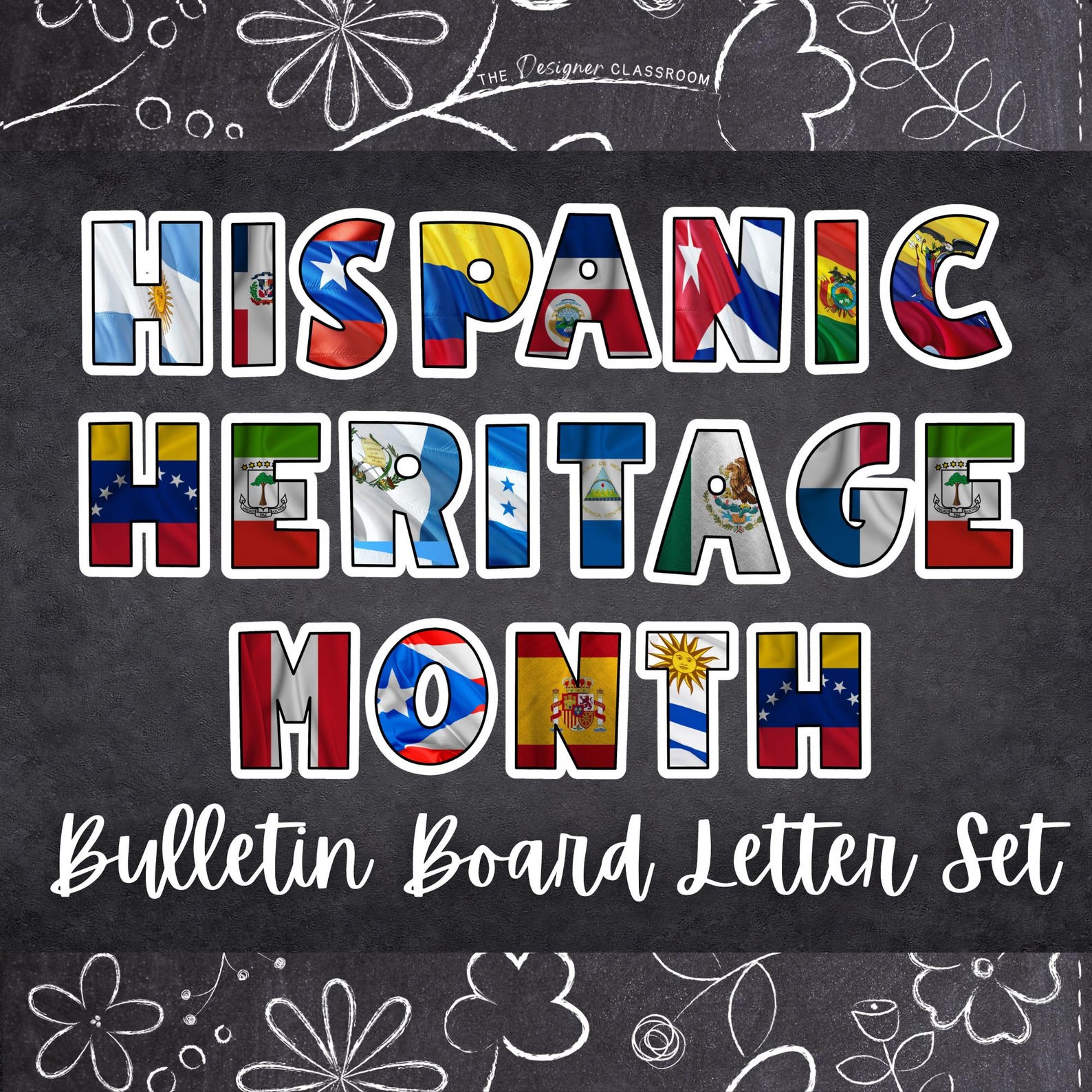 HISPANIC HERITAGE MONTH Bulletin Board Letters | Flag Letters ...