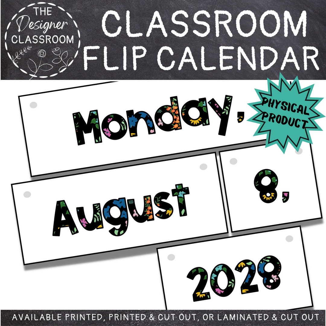 CLASSROOM FLIP CALENDAR Wild Flower Classroom Calendar Set Classroom ...