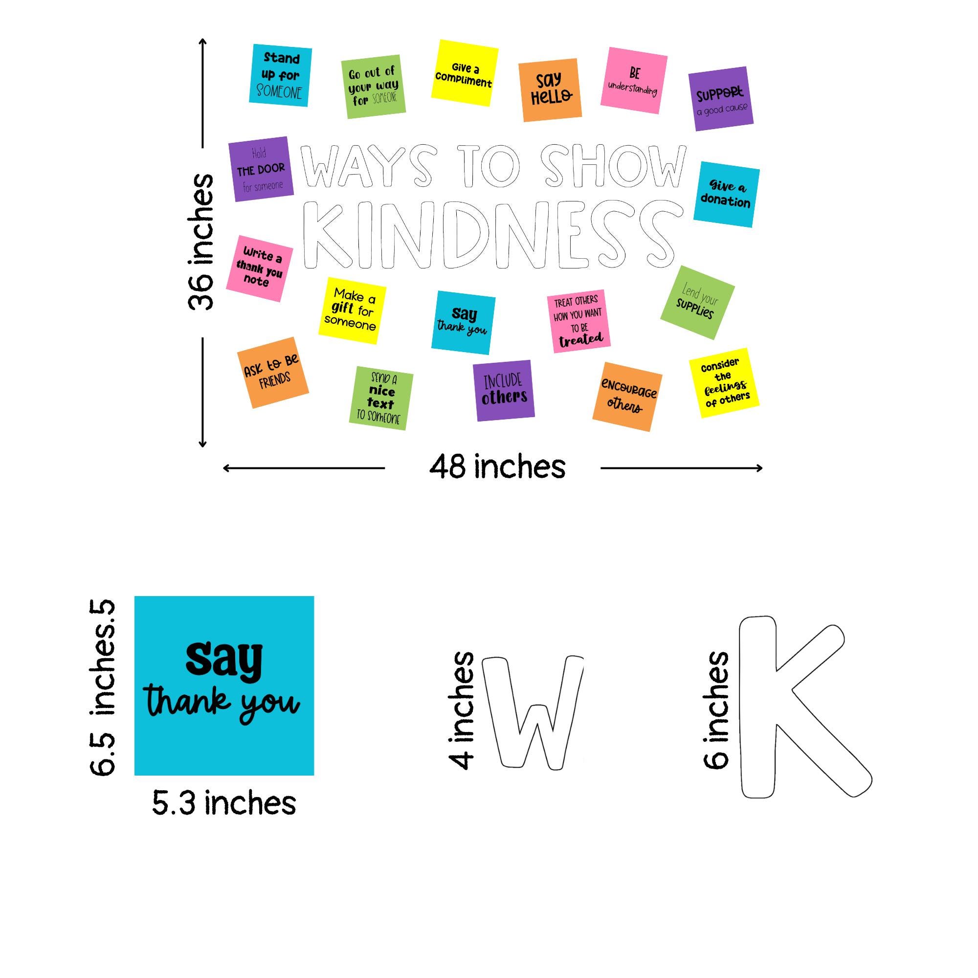 Kindness Bulletin Board Kit: Rainbow Cardstock Letters, Classroom Decor ...