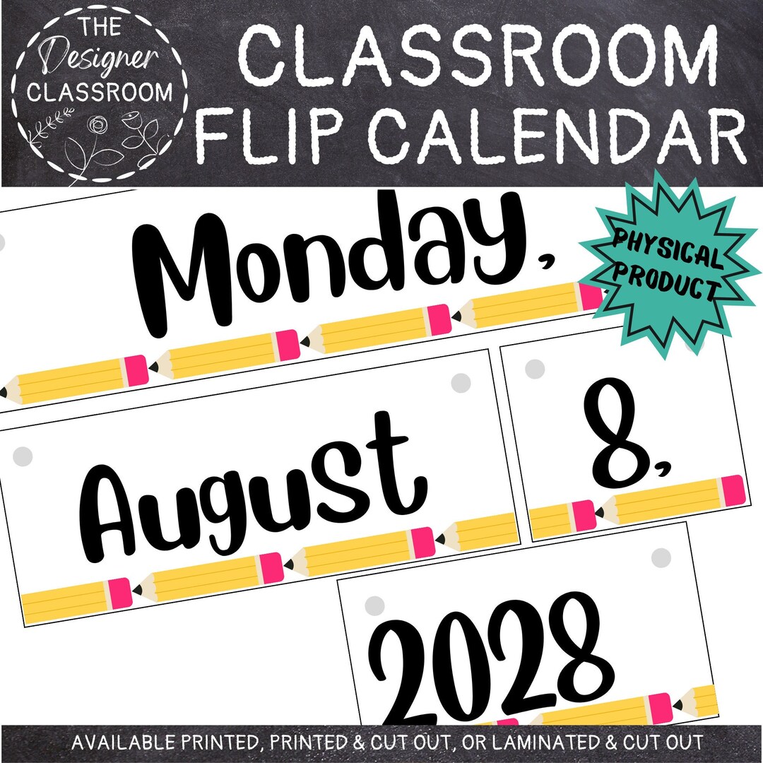 CLASSROOM FLIP CALENDAR Pencils Decor Classroom Calendar Set Classroom ...