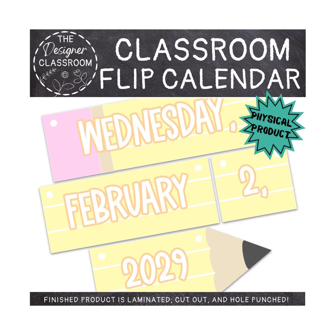 CLASSROOM FLIP CALENDAR | Pastel Pencil Flip Calendar | Classroom ...